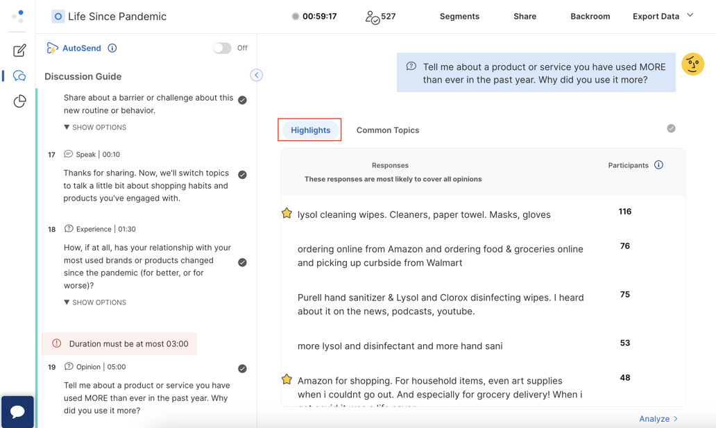 Overview of Metrics & Measures used in Remesh to organize and analyze data